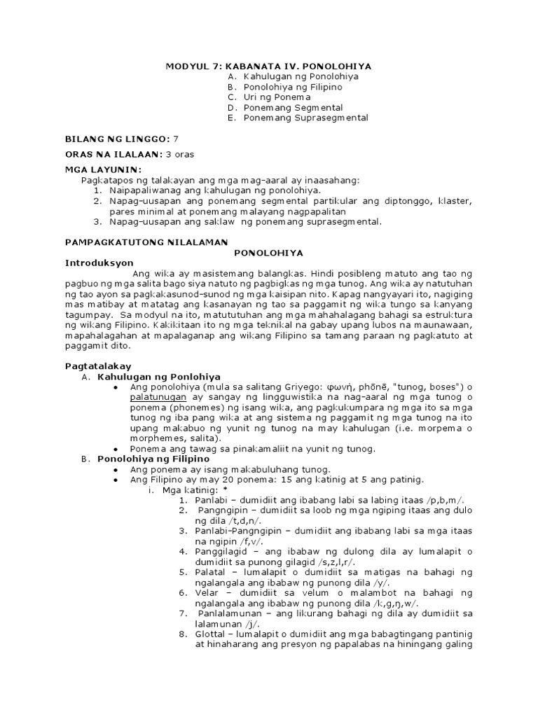 EM 103 Week 7 - Pagtuturo NG Filipino Sa Elementarya I | PDF
