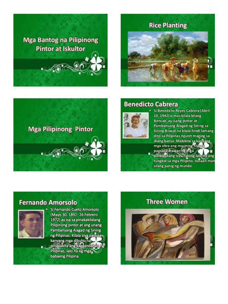 Mga Bantog Na Pilipinong Iskultor at Pintor | PDF