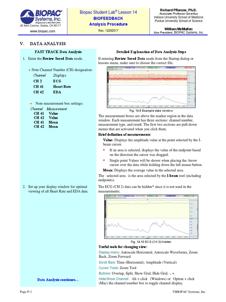 L14 Analysis Procedure - 042415 | PDF | Heart Rate | Menu (Computing)