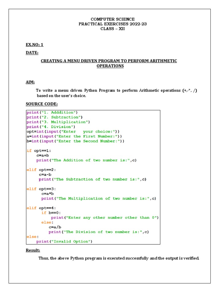 A Collection Of Python Programming Exercises For Class 12 Computer