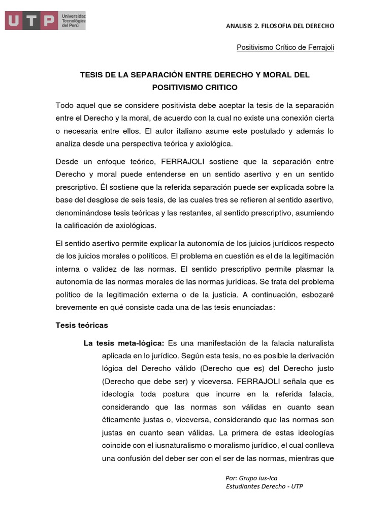 Positivismo Crítico de Ferrajoli | PDF | Derecho penal | La Ley natural