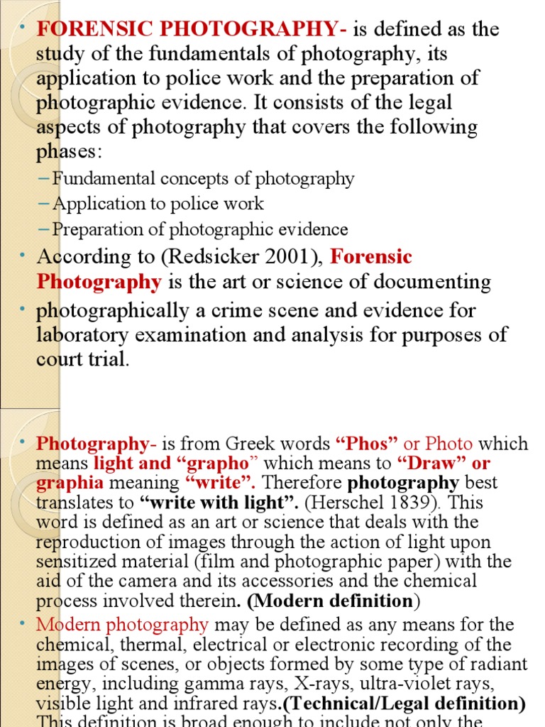 Forensic Photography Overview and History | PDF | Camera | Film Speed