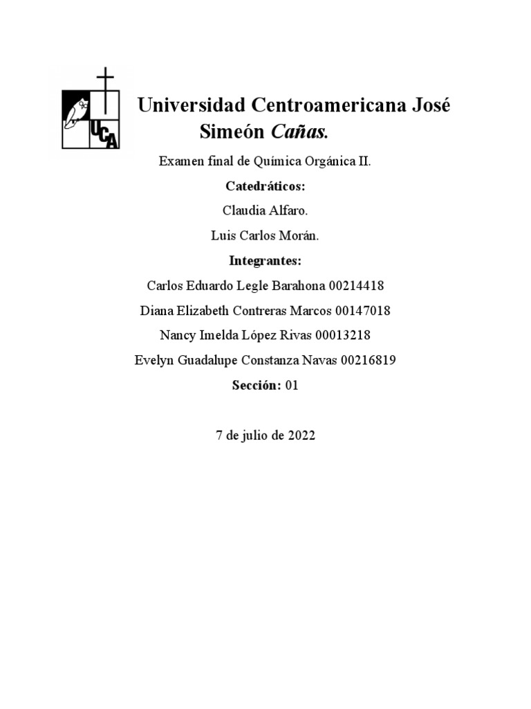 Examen de Química Orgánica II: P-Cimeno y Atún | PDF | Té | Fermentación
