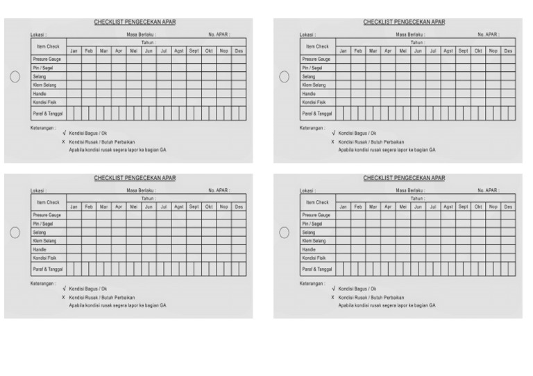 Checklist Apar Pdf