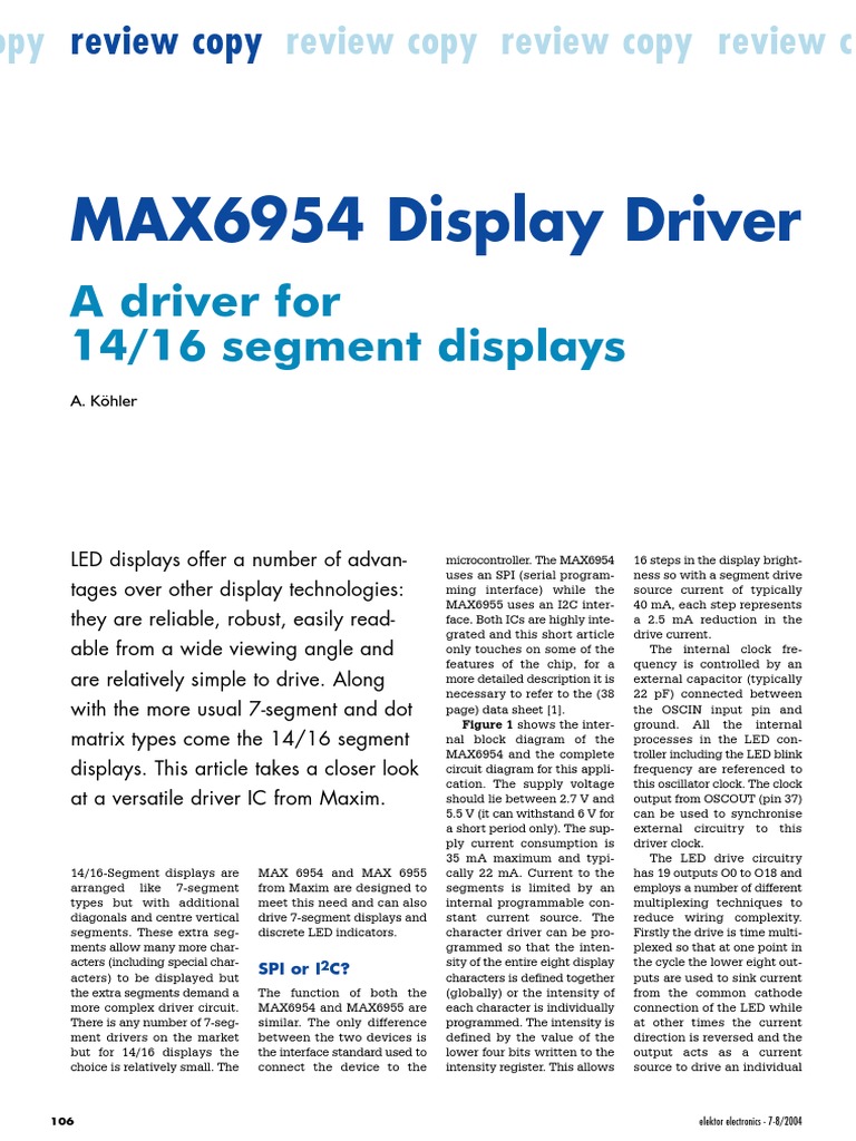 A Driver For 16 Segment Displays | PDF