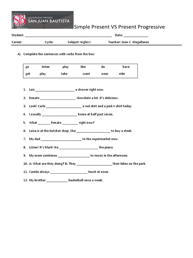 Simple Present VS Present Progressive | PDF | Home & Garden