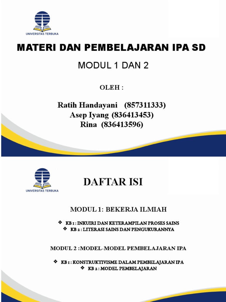 Modul 1 & 2 Kelompok 1 Ipa (Ratih Handayani, Asep Iyang, Rina) | PDF