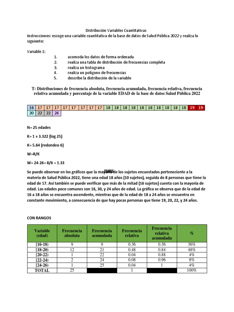 Distribución Variables Cuantitativas | PDF | Muestreo (Estadísticas)