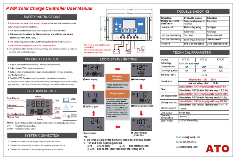 ATO PWM Solar Charge Controller User Manual | PDF | Photovoltaic System | Computer Engineering