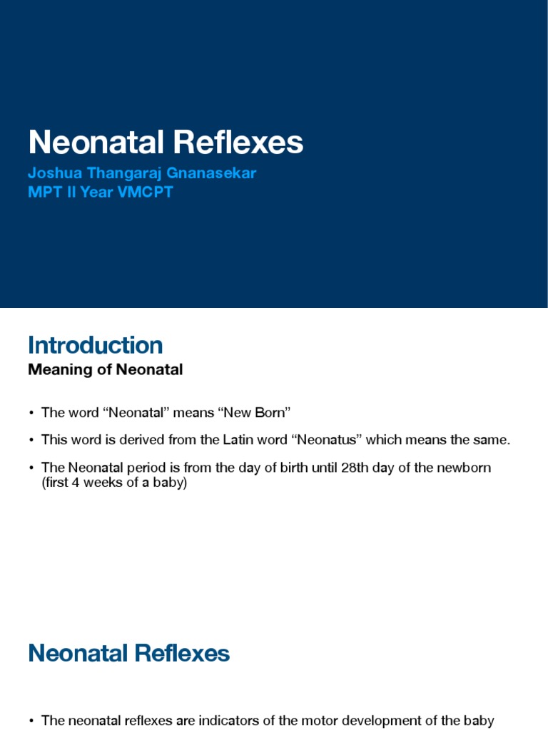 Neonatal Reflex | PDF | Clinical Medicine | Neuroscience