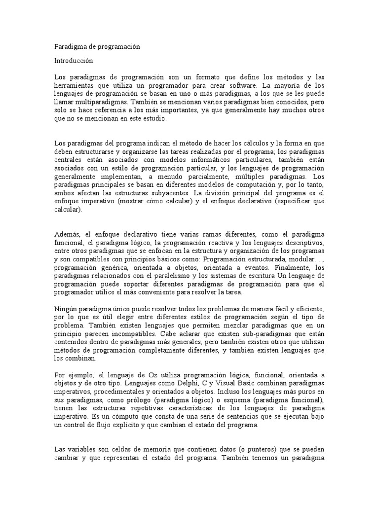 ENSAYO Paradigma de Programación | PDF | Lenguaje de programación ...