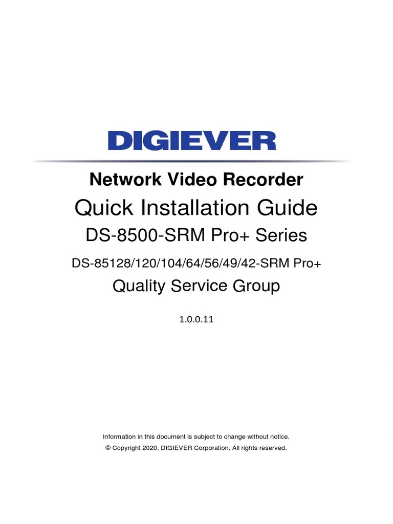 Digiever NVR Qig Ds-8500-Srm Pro+ Eng v1.0.0.11 | PDF | Ip Address | Computer Network