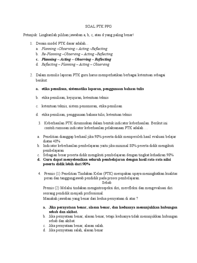 Soal PTK | PDF | Karier & Perkembangan | Seni