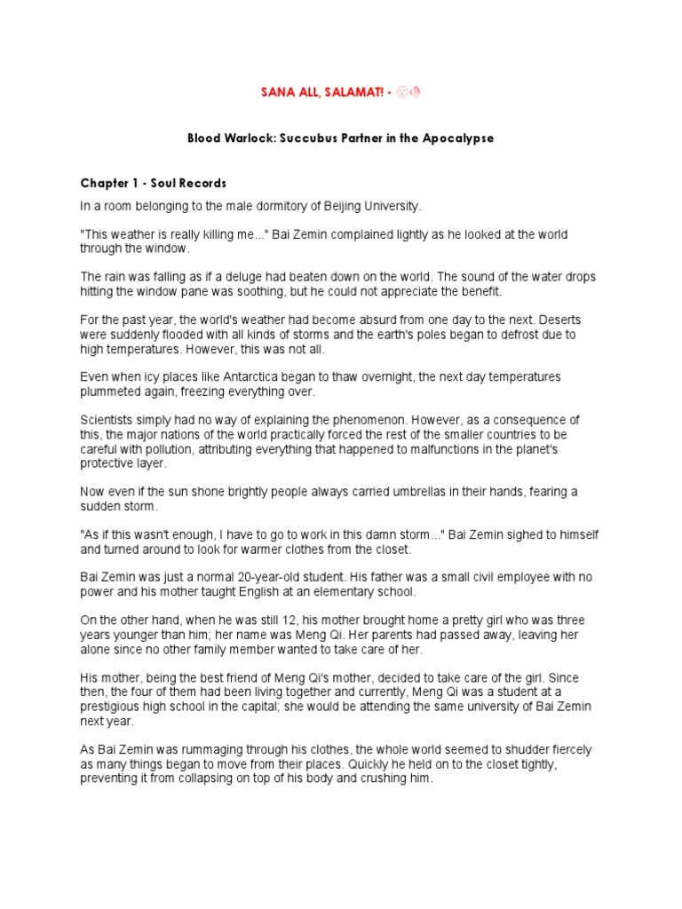 Chapter 1-50 Blood Warlock Succubus Partner in The Apocalypse | PDF | Zombies | Sword