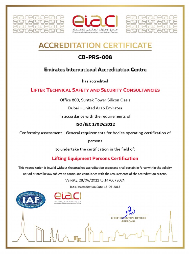 Liftek Technical Safety and Security Consultancies CB-PRS-008 ...
