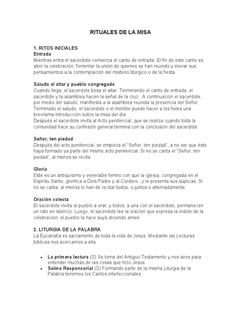 Rituales de La Misa | PDF | Misa (liturgia) | eucaristía