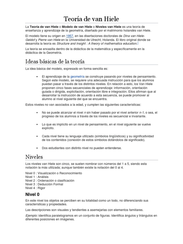 Teoría de Van Hiele | PDF | Cognición | Science