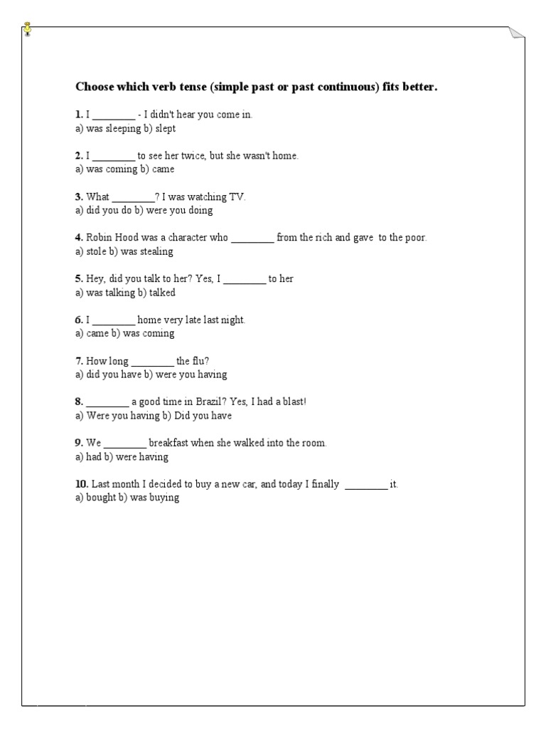 Simple Past and Past Progressive Practice | PDF