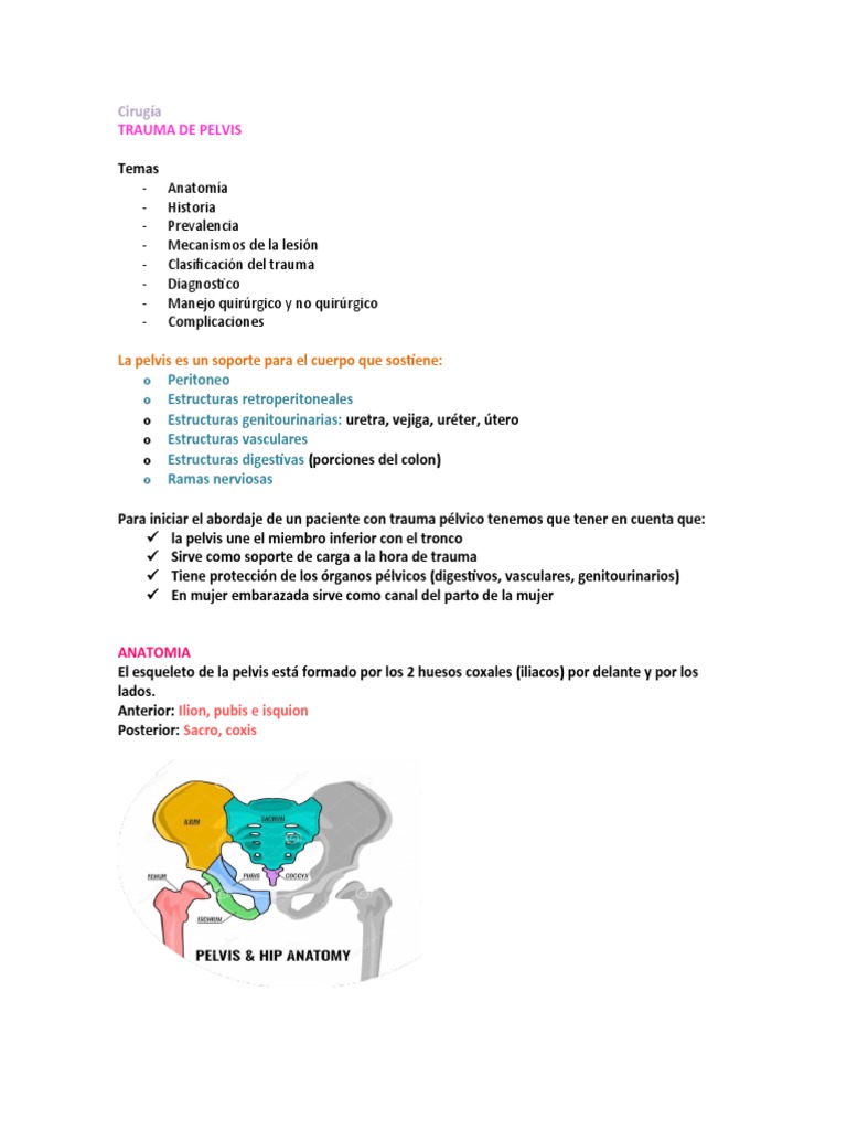 Trauma de Pelvis | PDF | Pelvis | Lesión