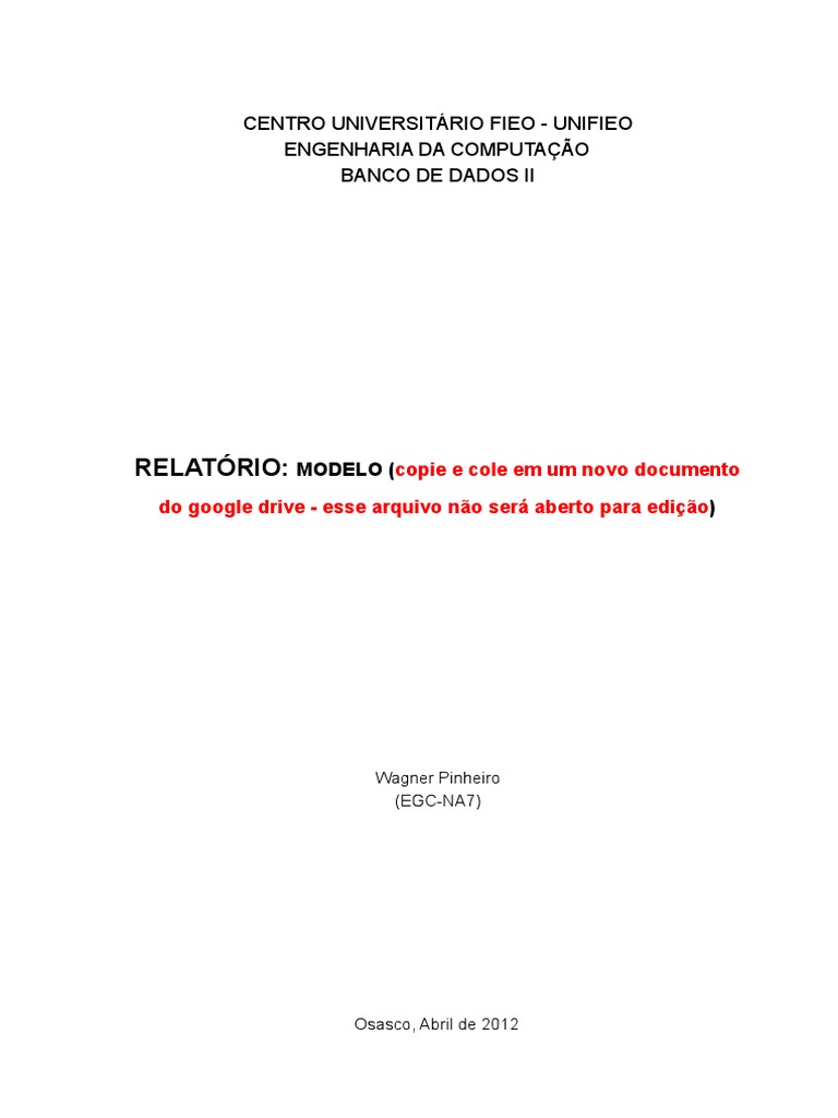 Modelo Trabalho Acadêmico - ABNT | PDF