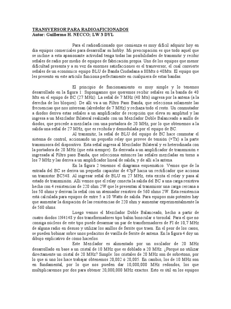 Transversor para Radio Aficionados | PDF | Radio aficionada | Radio
