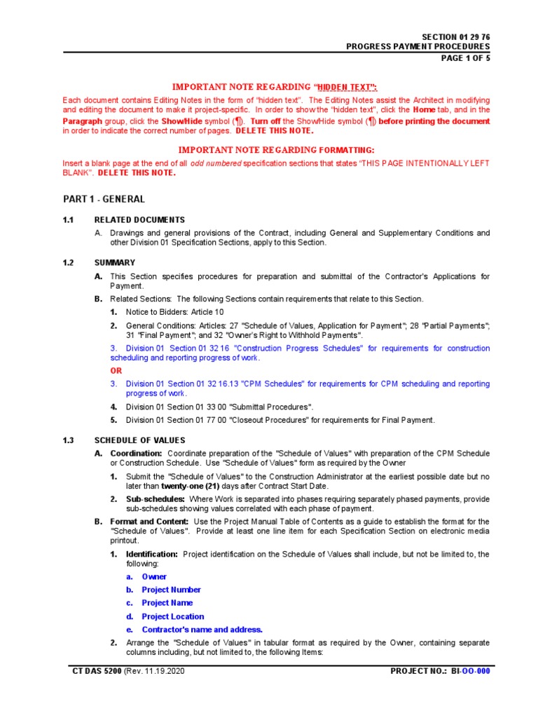 Progress Payment Procedures | PDF | General Contractor | Specification ...