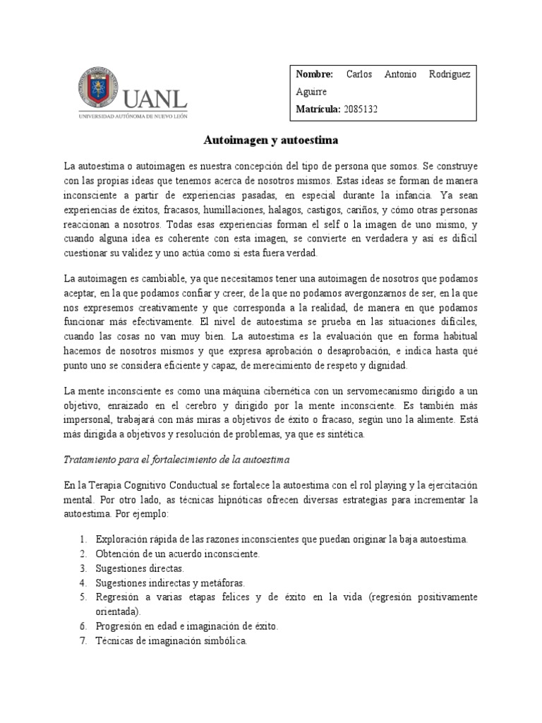 Autoimagen y Autoestima | PDF | Autoestima | Mente