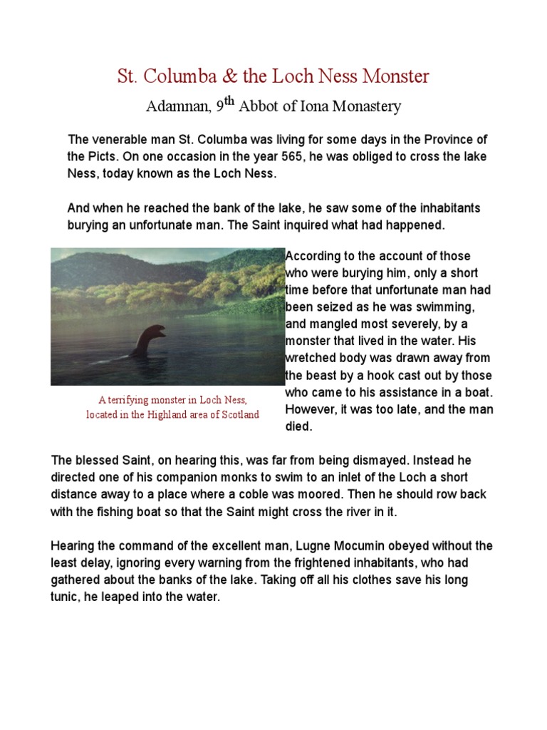 St. Columba & The Loch Ness Monster | PDF | Columba