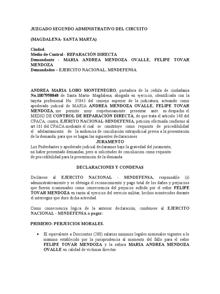 Demanda Administrativo | Descargar gratis PDF | Daños y perjuicios | Caso de ley