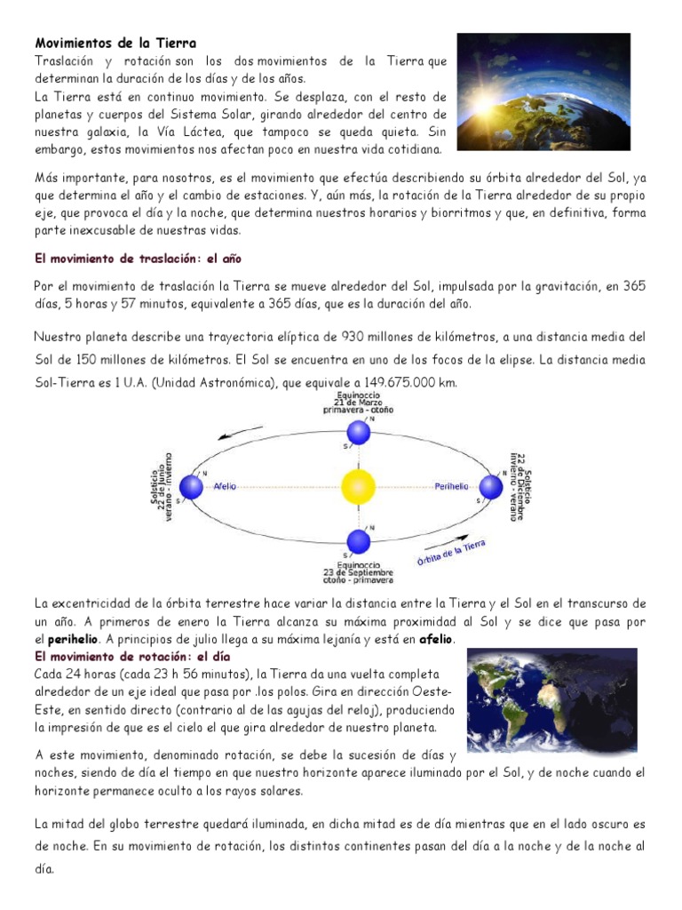 Movimiento de Traslación de la Tierra | PDF | Tierra | Astronomía
