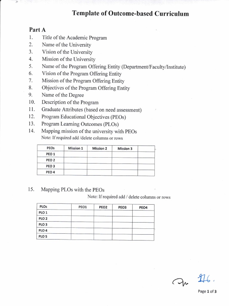 Updated OBE Template | PDF | Curriculum | Course Evaluation