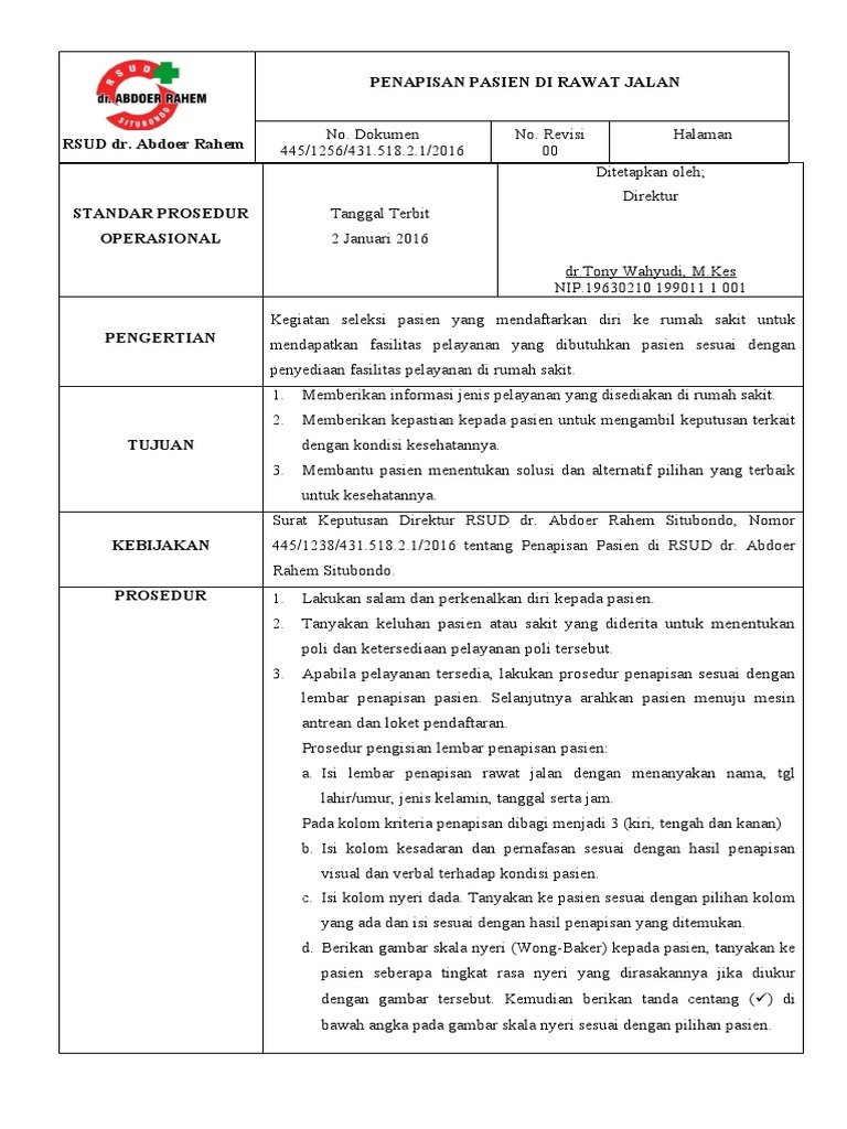 SPO Penapisan Rawat Jalan | PDF | Pengembangan Diri | Kesehatan Holistik