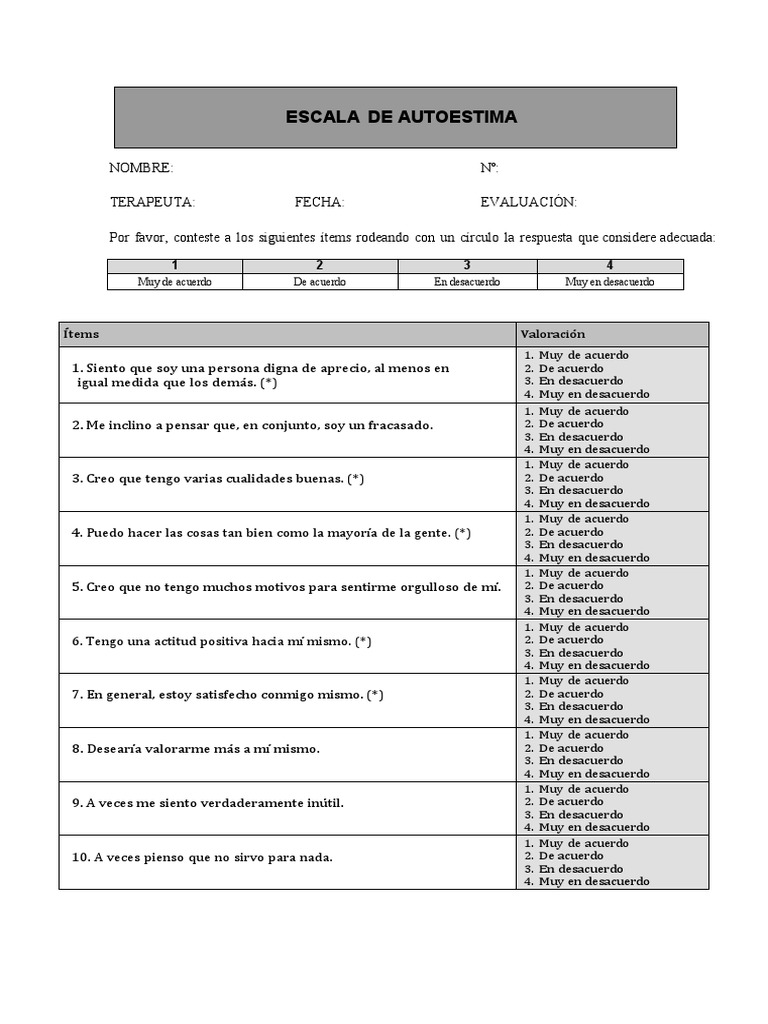 Escala de Autoestima RSES | PDF | Autoestima