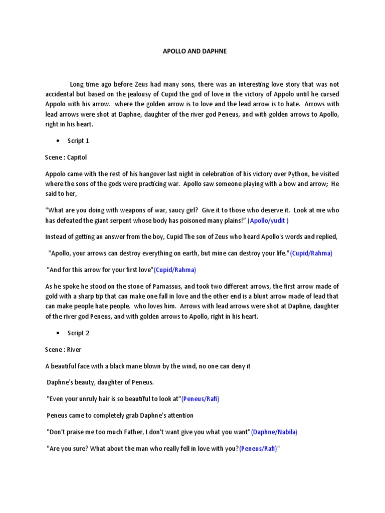 Script Apollo and Daphne | PDF | Apollo | Cupid