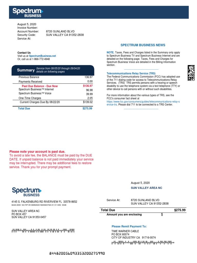 Spectrum Bill | PDF | Fee | Cheque