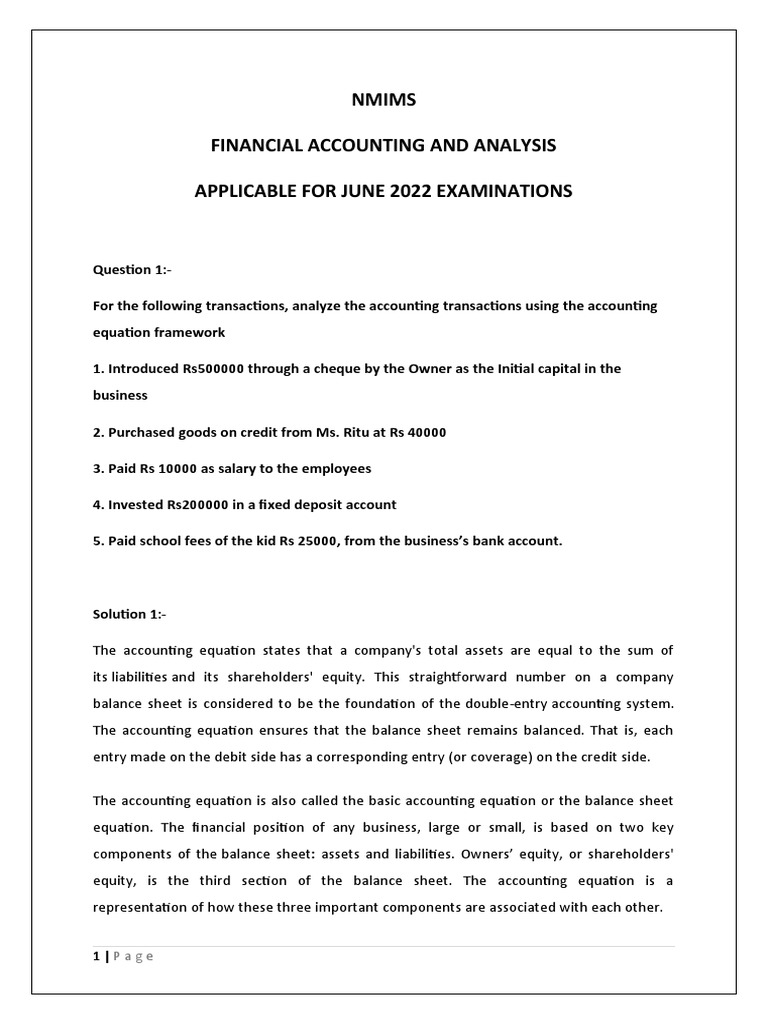 Financial Accounting and Analysis June 2022 | PDF | Book Value | Debits ...