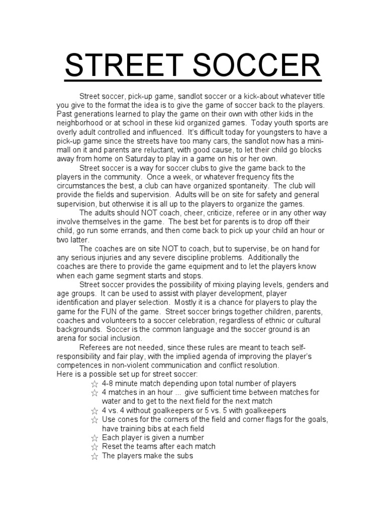 Street Soccer | PDF | Association Football | Team Sports