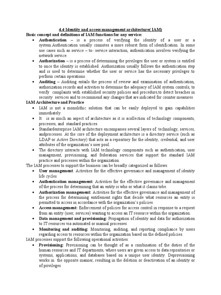 4.4 Identity and Access Management Architecture (IAM) Basic Concept and ...