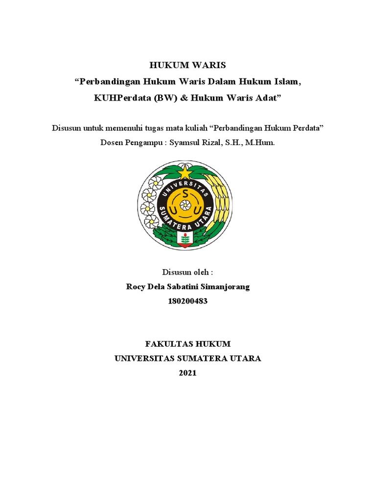 Perbandingan Hukum Waris: Islam, BW, Adat | PDF