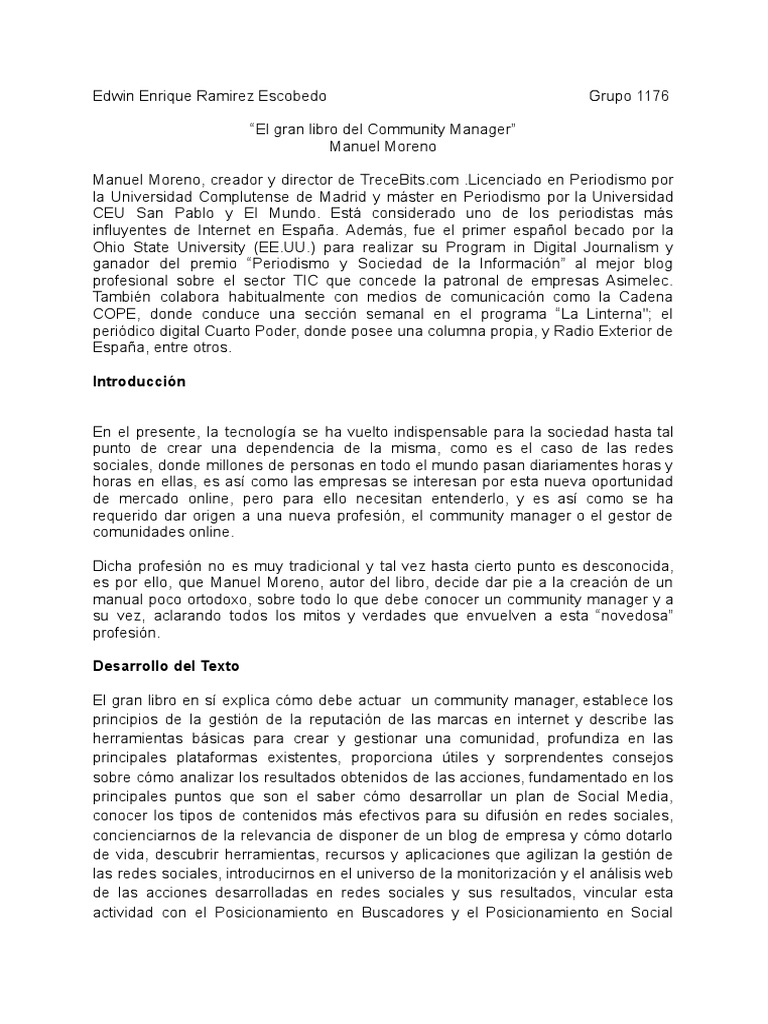 El Gran Libro Del Community Manager | Descargar gratis PDF | Comunicación El Gran Libro Del Community Manager | Descargar gratis PDF | Comunicación