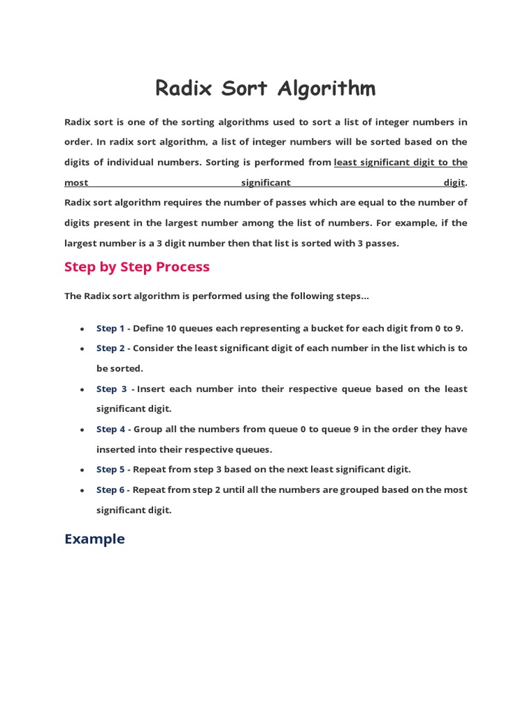 Radix Sort | PDF | Arithmetic | Algorithms And Data Structures Radix Sort | PDF | Arithmetic | Algorithms And Data Structures