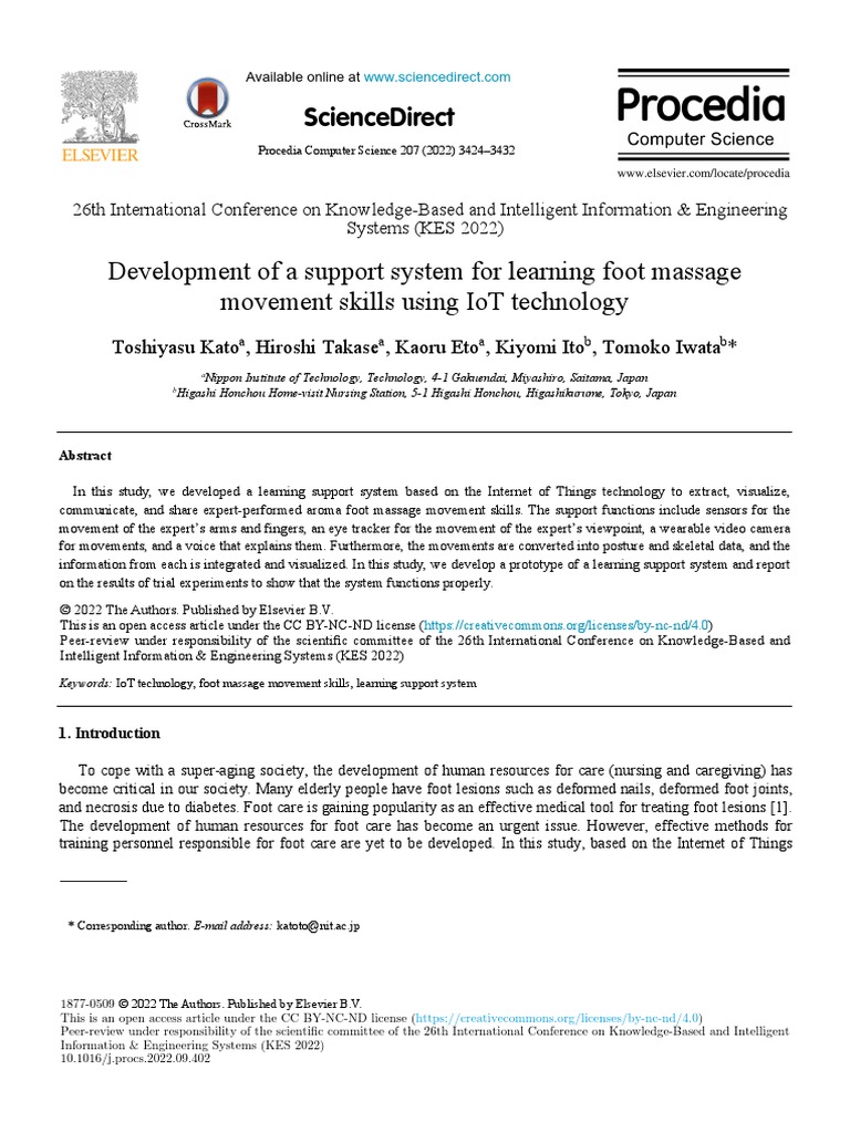 Development of A Support System For Learning Foot Massage Movement Skills Using IoT Technology ...