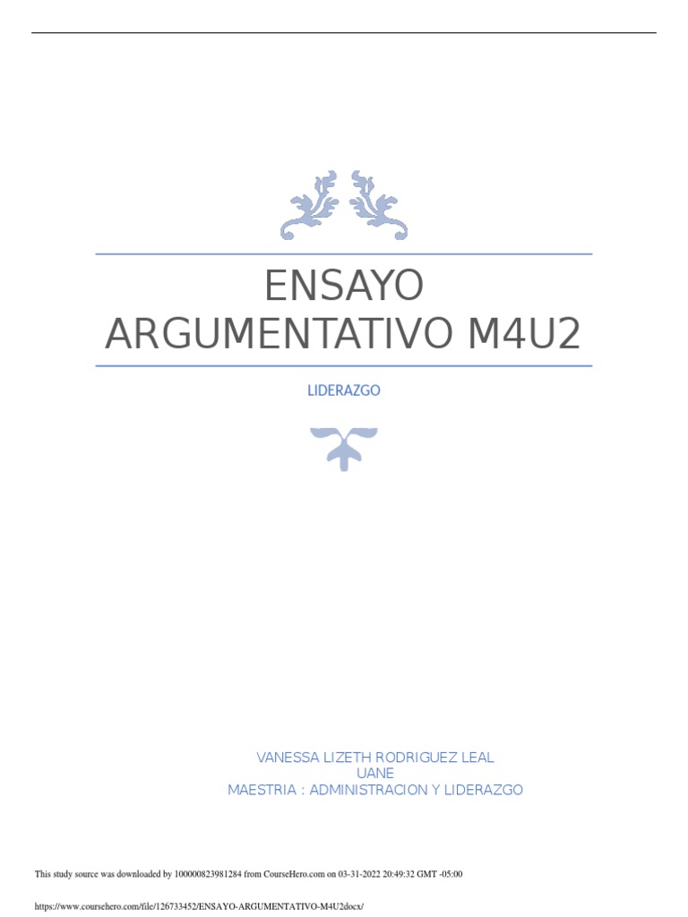 Ensayo Argumentativo M4u2 | PDF | Planificación | Planificación estratégica