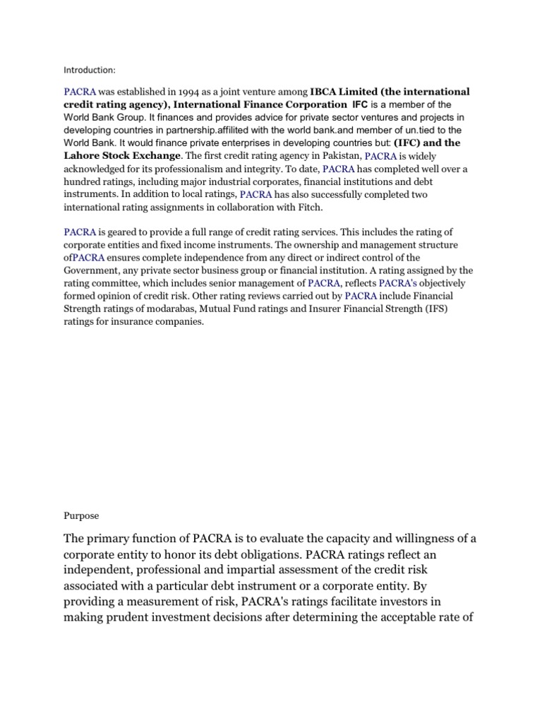 PACRA | PDF | Investment Management | Credit Rating