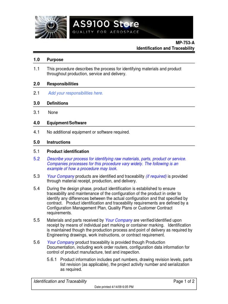 As9100 Procedure 753 | PDF | Information Technology | Computer Science