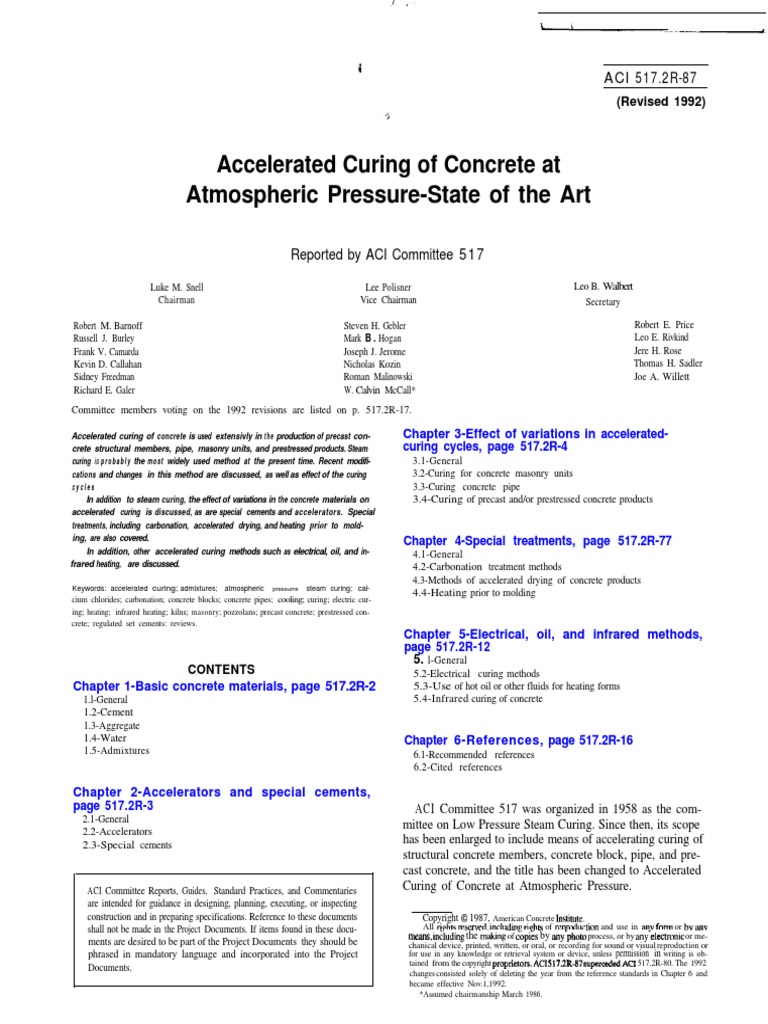 ACI 517-2R-87 Standard Specification For Tolerances For Accelerated Curing at Atmospheric ...