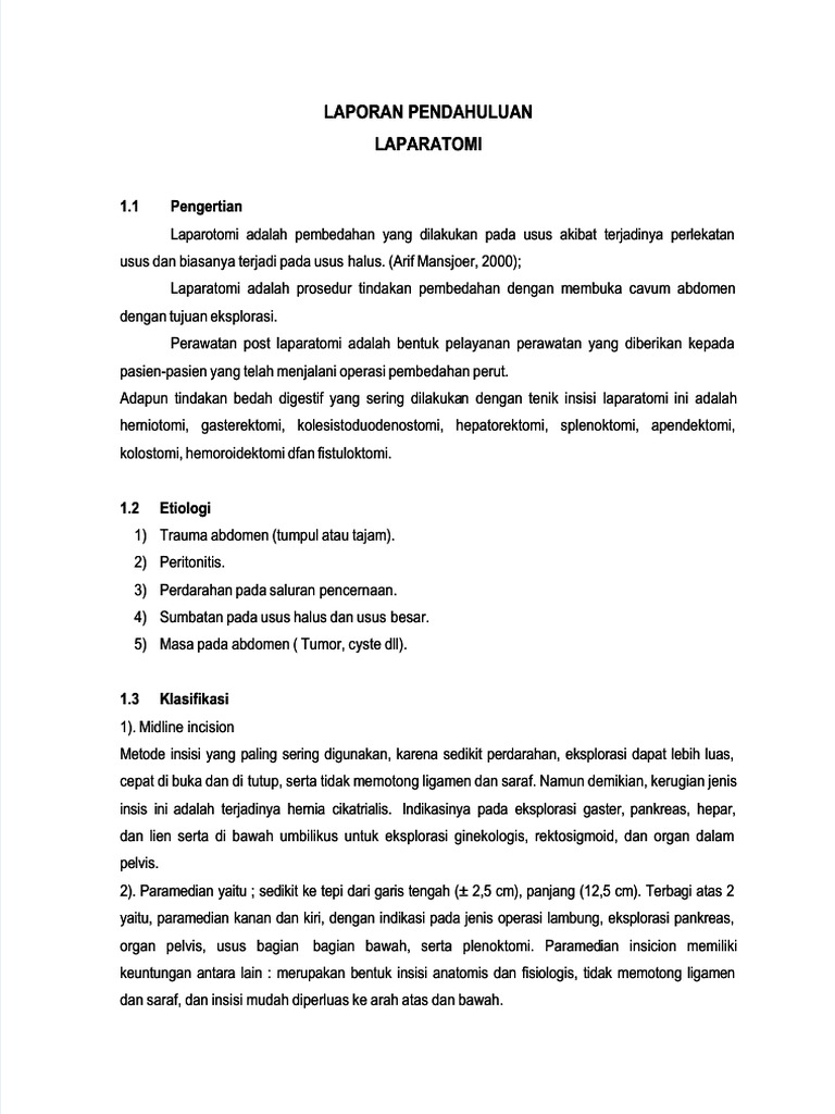 PDF LP Post Op Laparatomi Fix - Compress | PDF