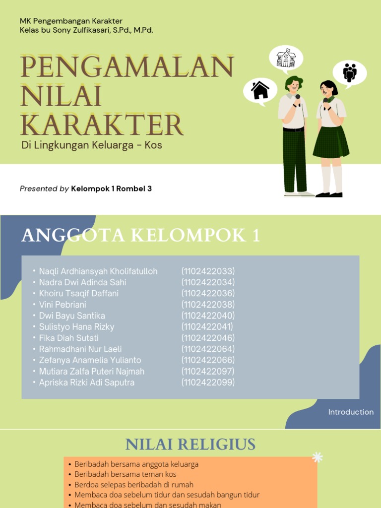 Presentasi Pengamalan Nilai Di Keluarga Dan Kos | PDF