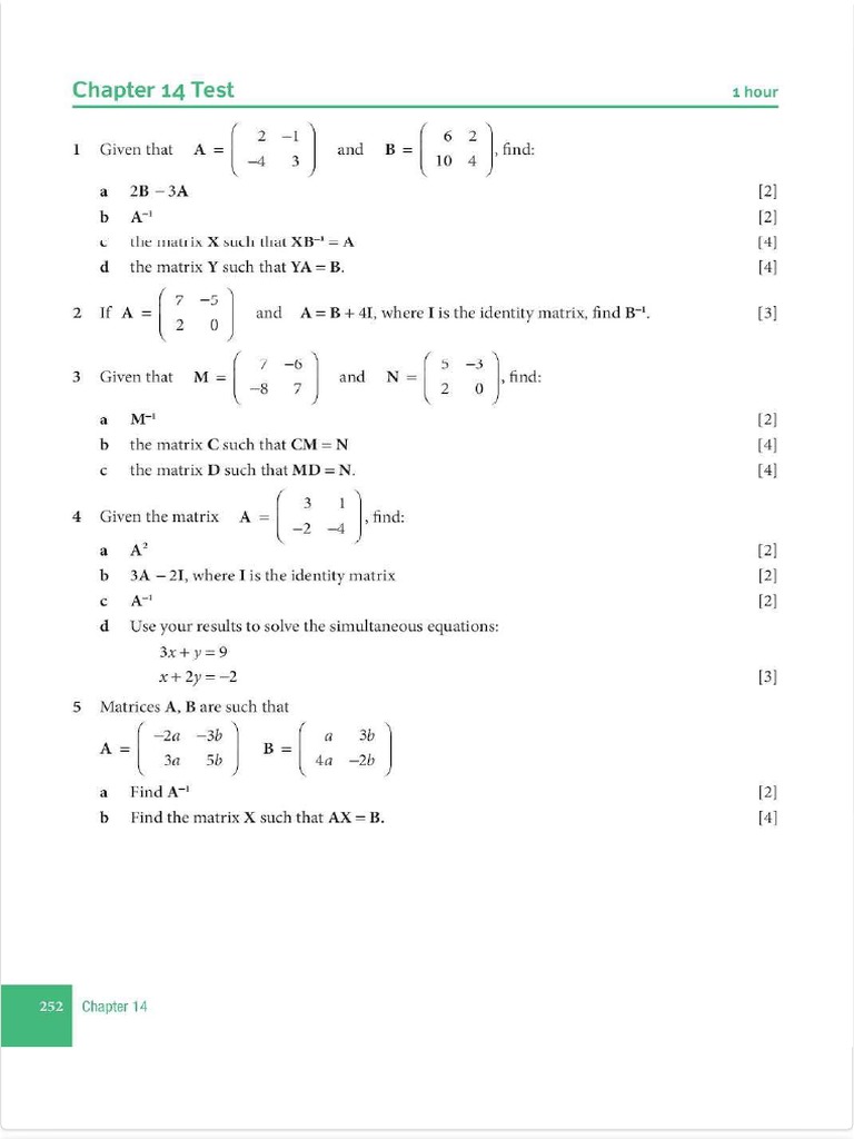 Math Test - Matrix | PDF