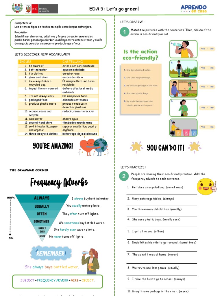 5a Eda 5 Ficha de Actividad Let's Go Green! | PDF | Syntax | Linguistics